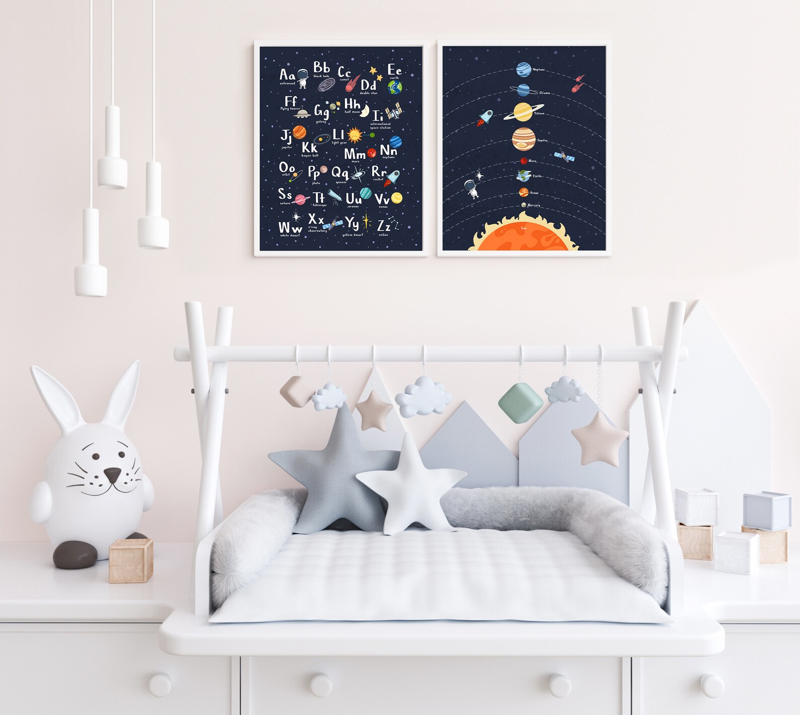 Outer Space Alphabet Solar System Poster Set of 2 Printable | Etsy