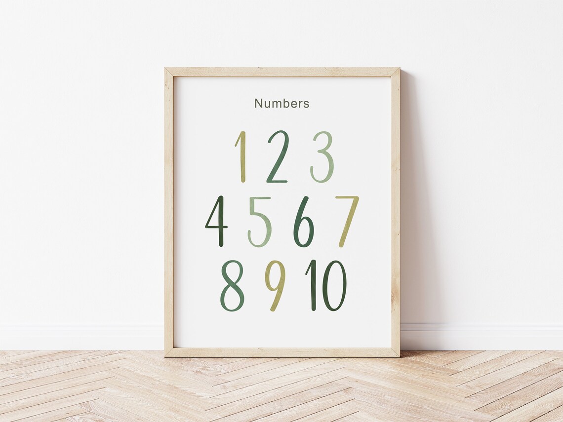 Sage Green Numbers Poster Educational 1-10 Prints - Etsy