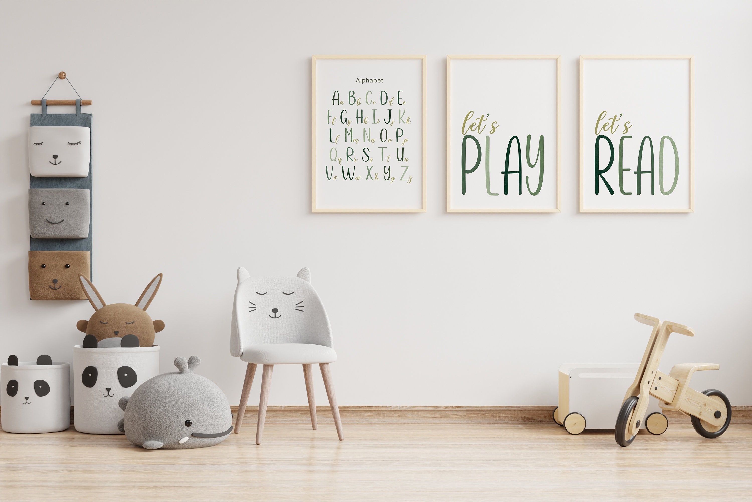 Sage Green Alphabet Prints Set of 3 Nursery Wall Decor - Etsy