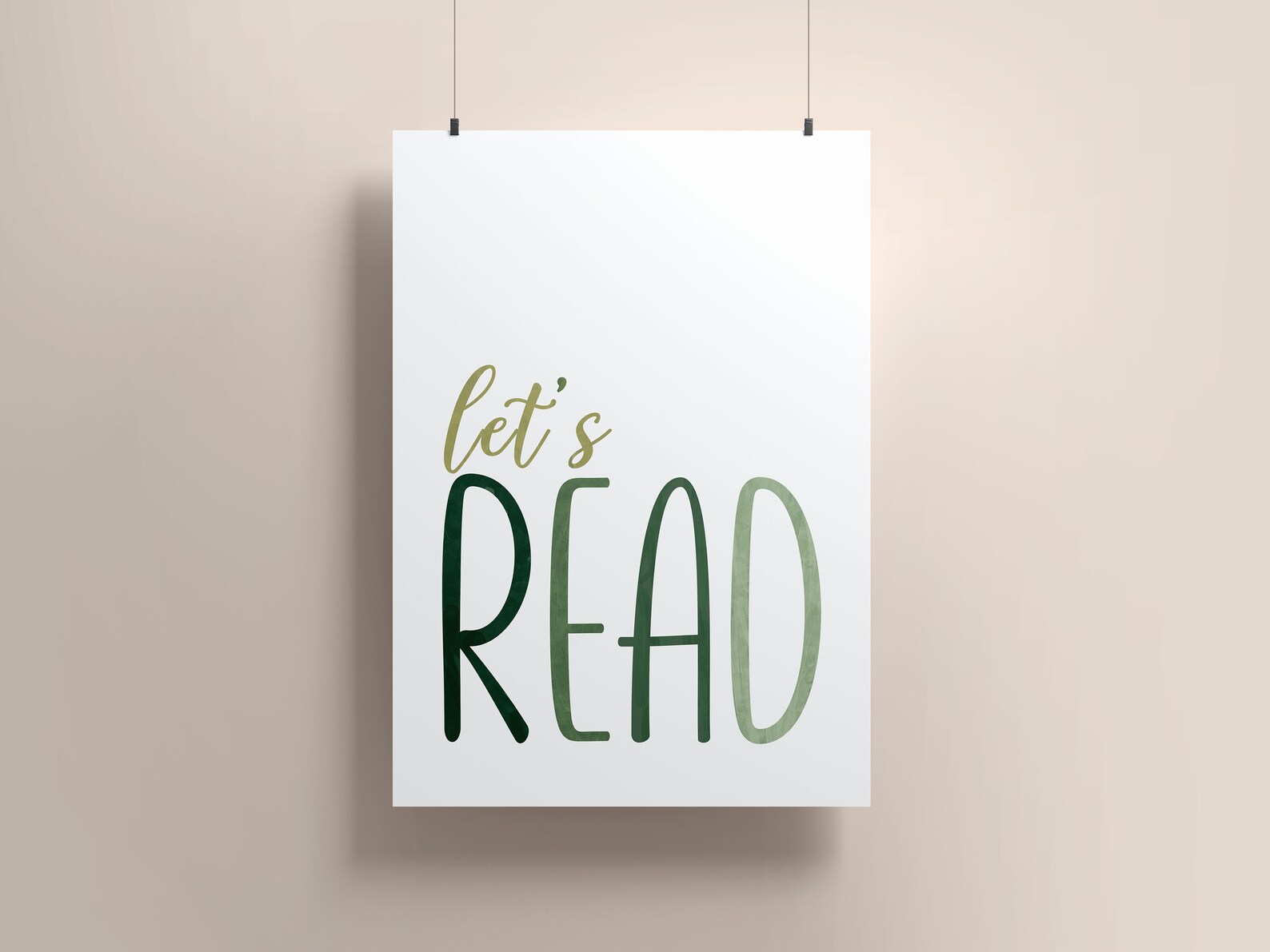 Sage Green Nursery Print Let's Read Poster Instant - Etsy