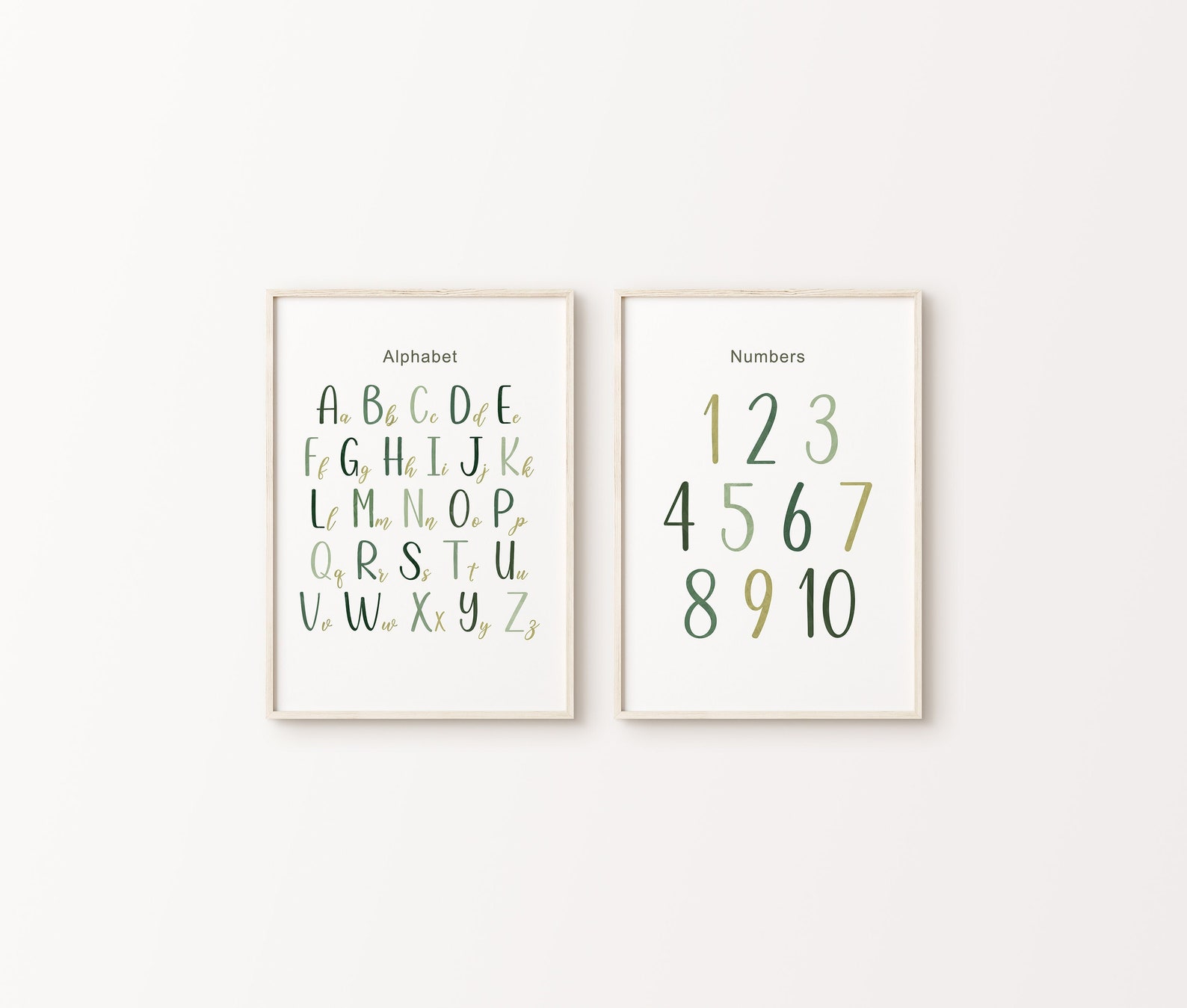 Sage Green Alphabet Poster Set of 2 ABC 1-10 Numbers - Etsy
