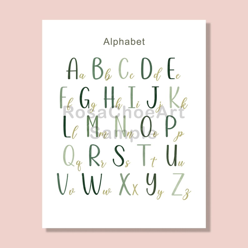 Sage Green Alphabet Poster Set of 2 ABC 1-10 Numbers - Etsy