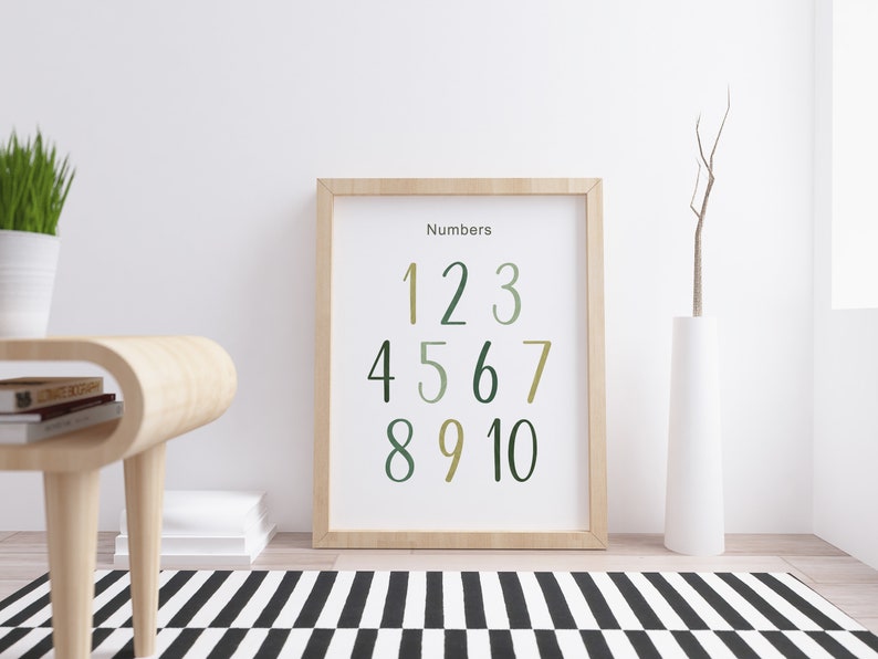 Sage Green Numbers Poster Educational 1-10 Prints - Etsy
