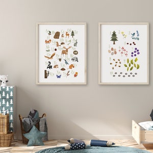 Woodland Alphabet Poster Set of 2 | Green ABC and 123 Numbers| Animal ...