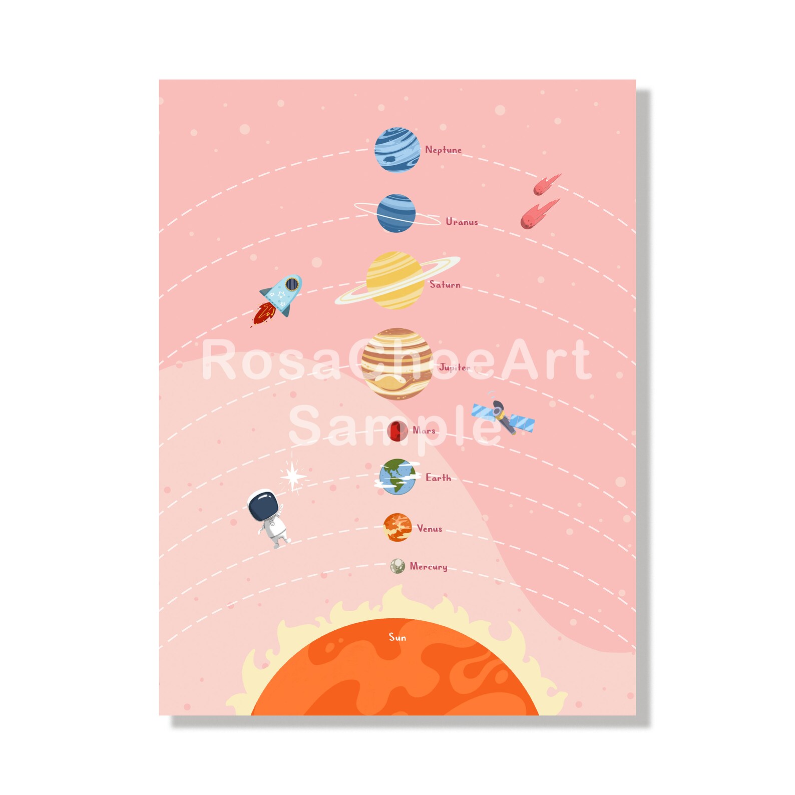 Pink Solar System Print Space Girl Printable Wall Art - Etsy