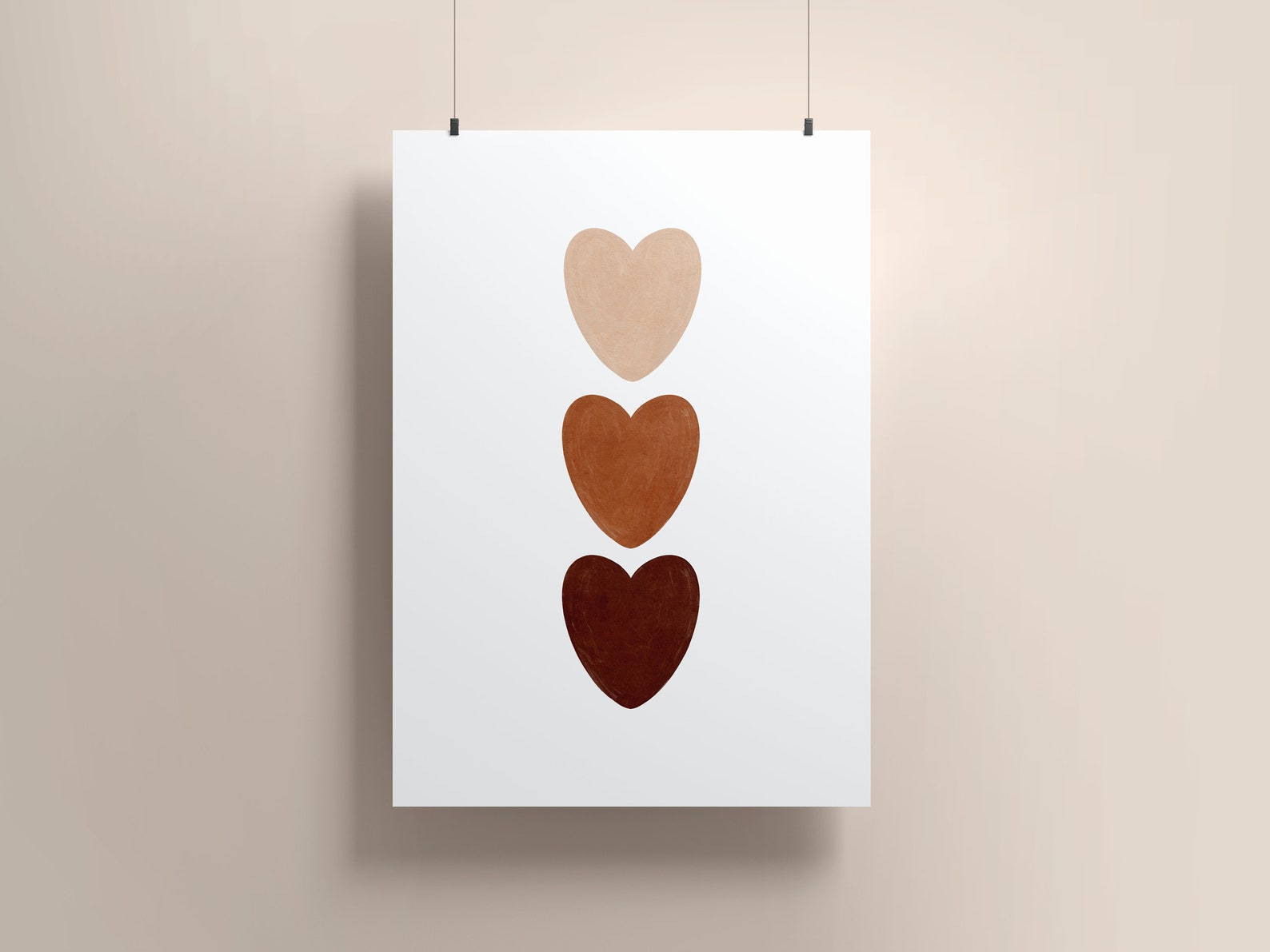 Boho Three Heart Print Cozy Nursery Room Decor Printable - Etsy