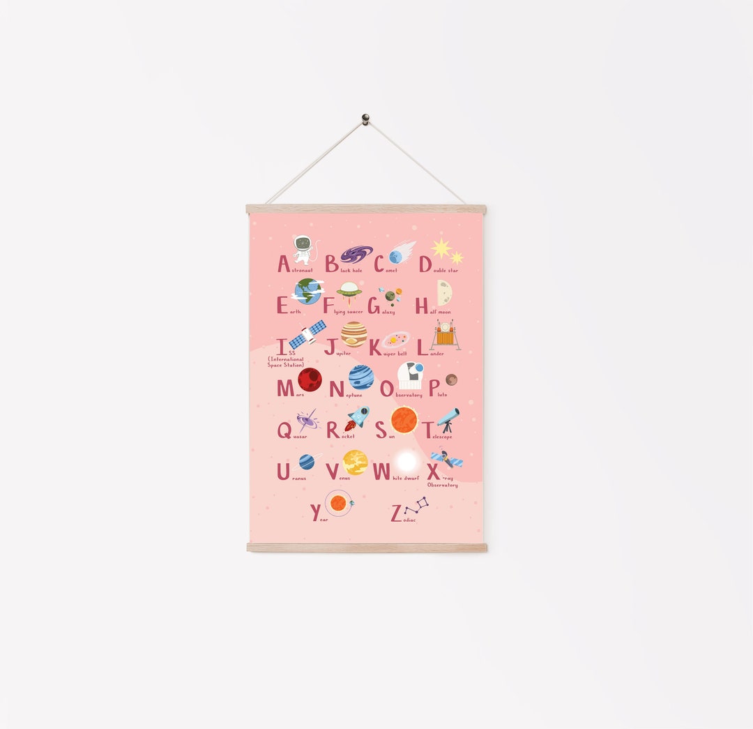 Outer Space Wall Art for Girls | ABC Alphabet Poster | Instant Download ...