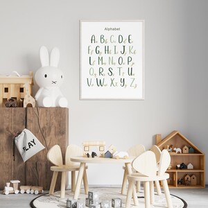 Sage Green Alphabet Poster | ABC Printable Wall Art | Chic Nursery ...