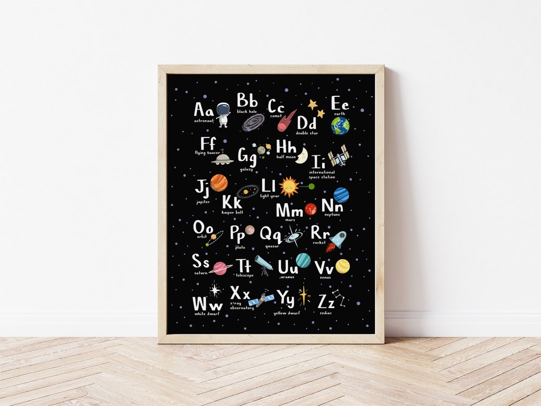 Space Theme Alphabet Poster | ABC Printable Wall Art | Educational ...