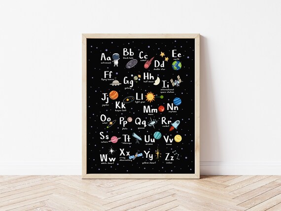 Space Theme Alphabet Poster ABC Printable Wall Art | Etsy