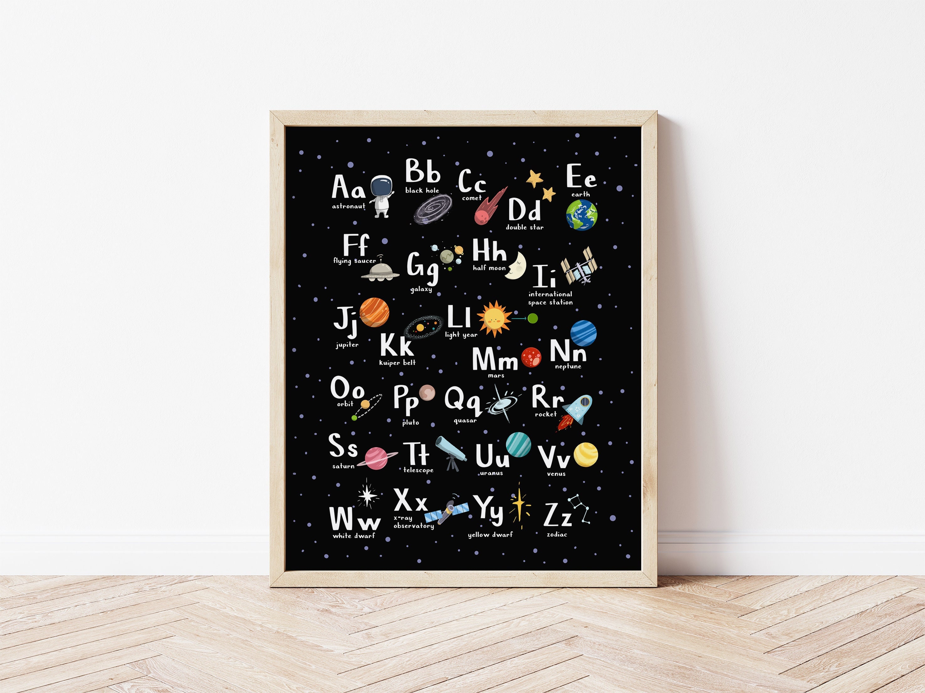 Space Theme Alphabet Poster ABC Printable Wall Art - Etsy