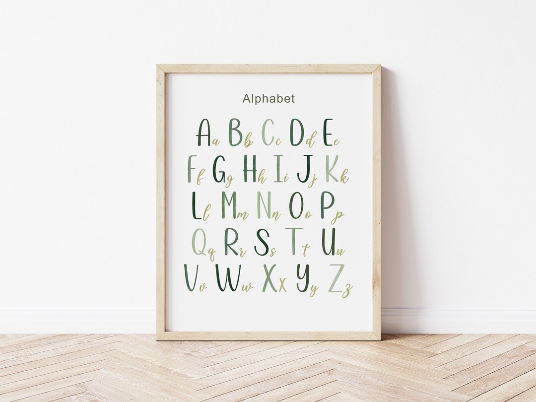 Sage Green Alphabet Poster | ABC Printable Wall Art | Chic Nursery ...