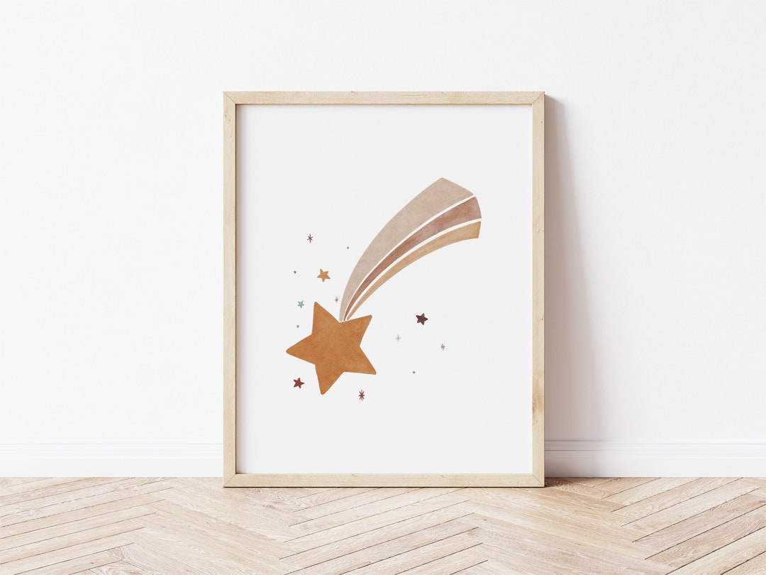 Boho Shooting Star Print | Neutral Nursery Decor | Printable Wall Art ...
