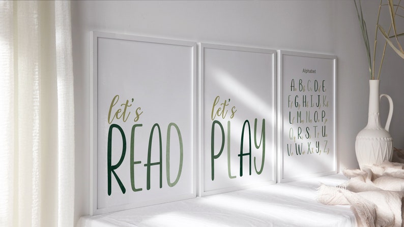 Sage Green Alphabet Prints Set of 3 Nursery Wall Decor - Etsy