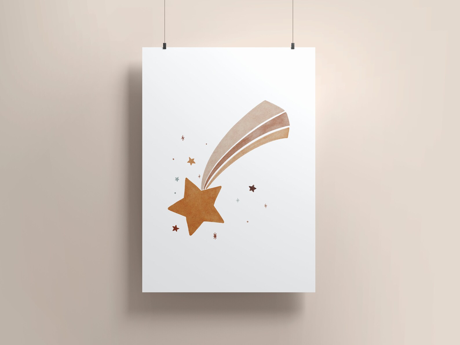Boho Shooting Star Print | Neutral Nursery Decor | Printable Wall Art ...
