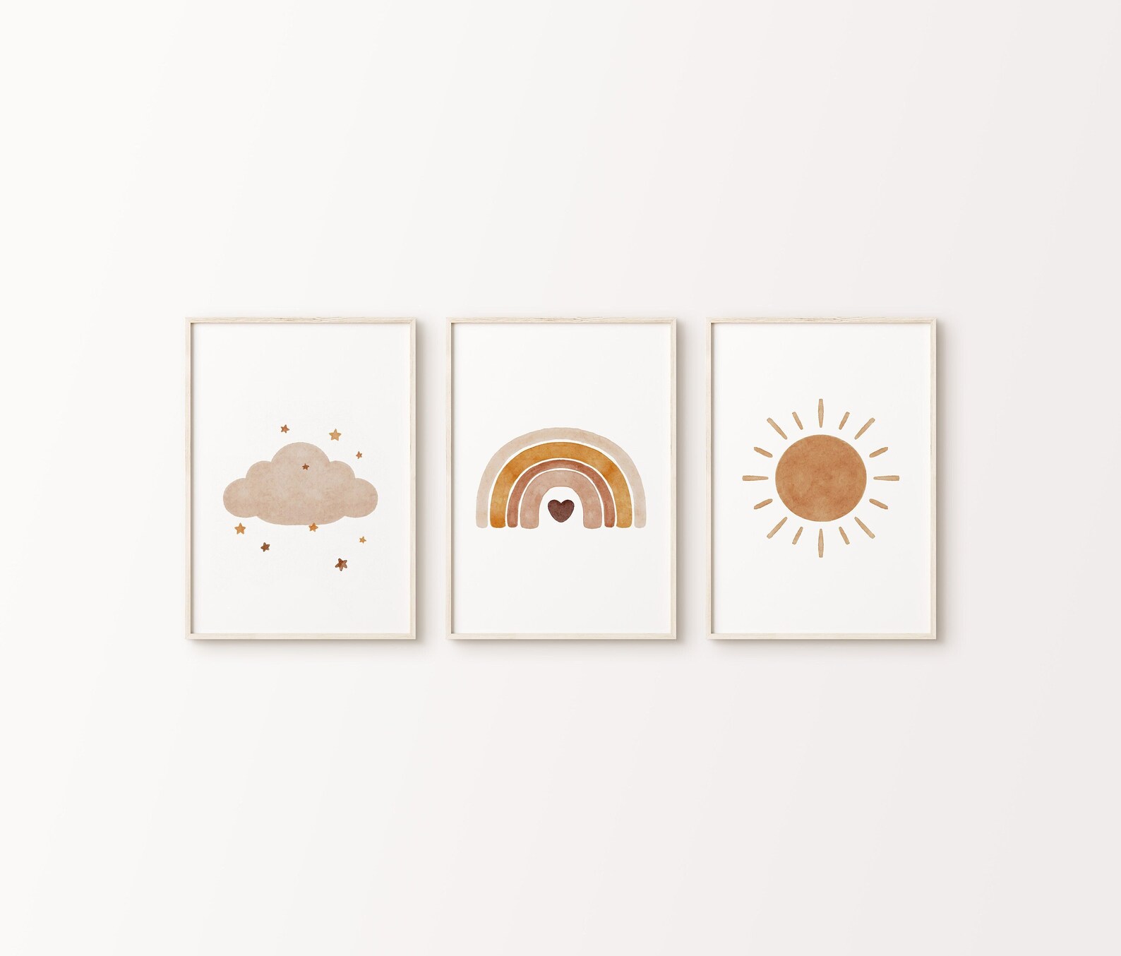Neutral Nursery Decor Boho Rainbow Print Set of 3 Cloud - Etsy