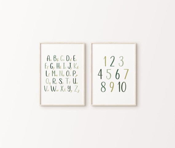 Green Alphabet Poster Set of 2 Printable Wall Art Sage - Etsy