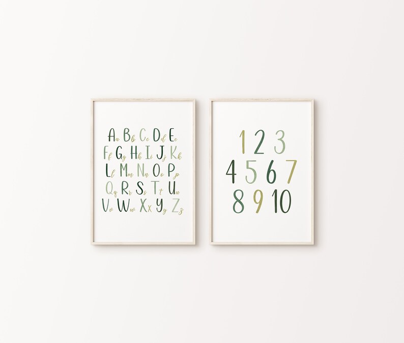Green Alphabet Poster Set of 2 Printable Wall Art Sage - Etsy