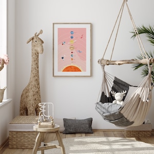 Pink Solar System Print | Space Girl Printable Wall Art | Planet ...