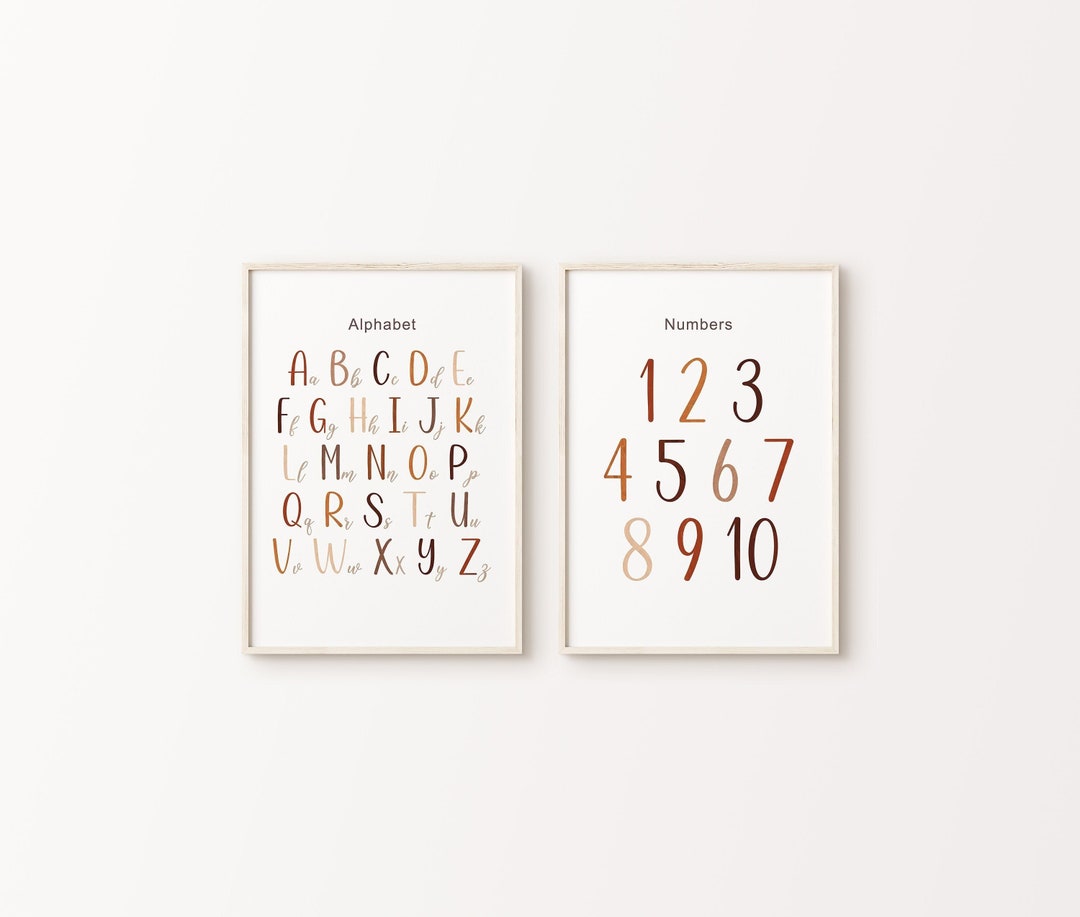 Alphabet and Numbers Poster Set of 2 | ABC, 1-10 Educational Prints ...