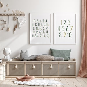 Green Alphabet Poster Set of 2 | Printable Wall Art | Sage Green ...