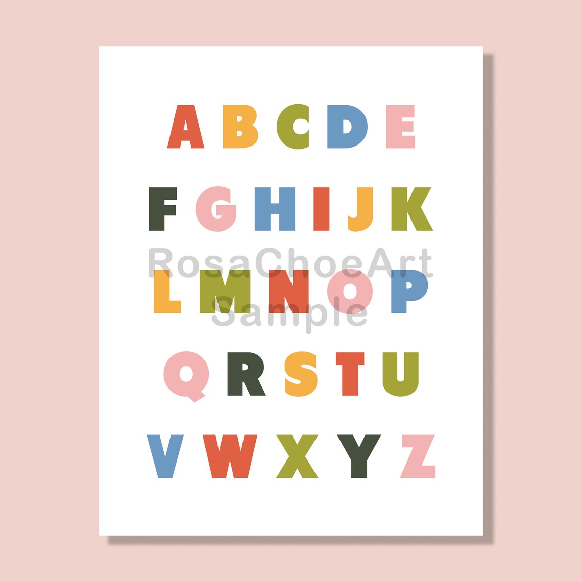 Rainbow Colorful Alphabet Poster Cute Bee Happy Print | Etsy