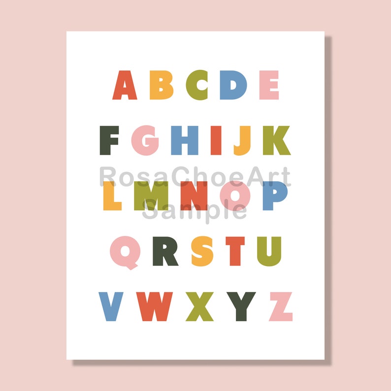 Rainbow Colorful Alphabet Poster Cute Bee Happy Print | Etsy