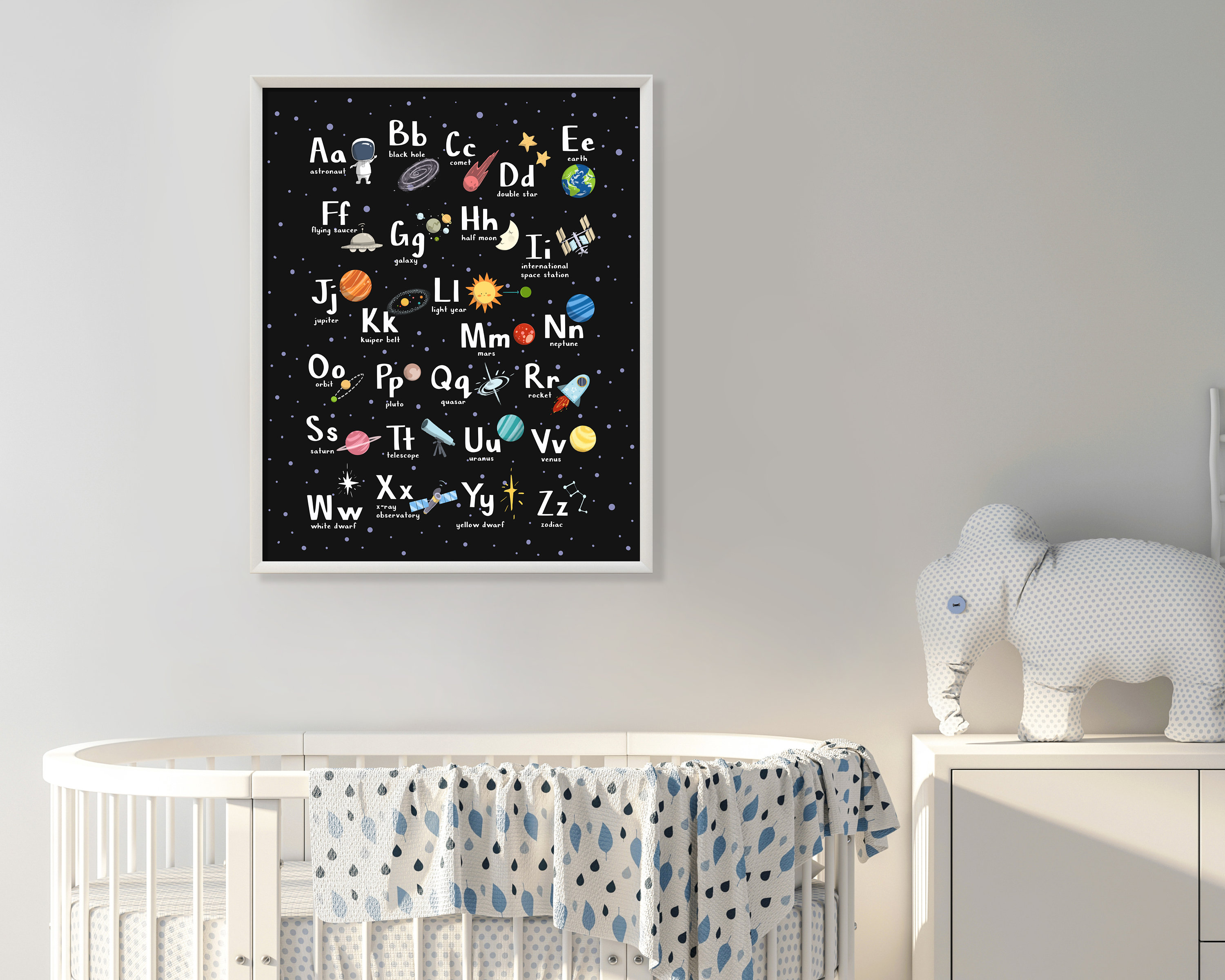 Space Theme Alphabet Poster ABC Printable Wall Art - Etsy