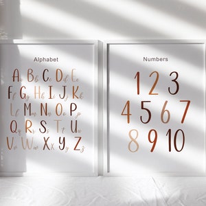 Alphabet and Numbers Poster Set of 2 | ABC, 1-10 Educational Prints ...