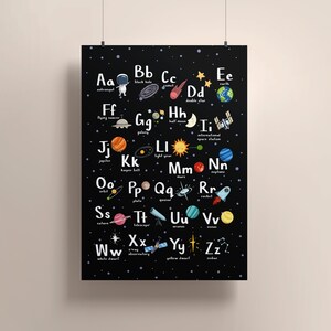 Space Theme Alphabet Poster | ABC Printable Wall Art | Educational ...
