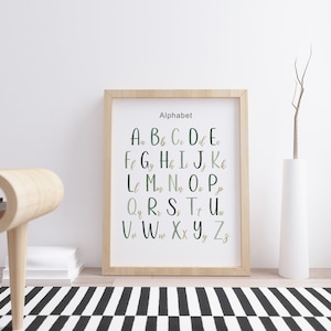Sage Green Alphabet Poster | ABC Printable Wall Art | Chic Nursery ...