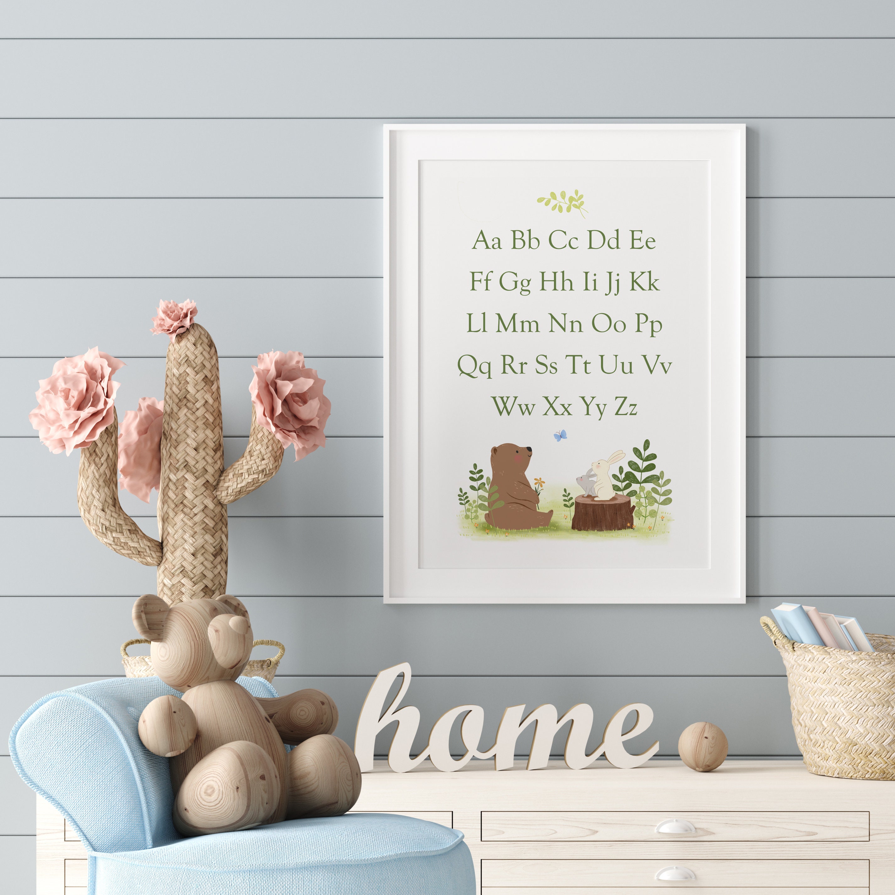 Green Alphabet Poster Woodland ABC Print Printable Wall - Etsy