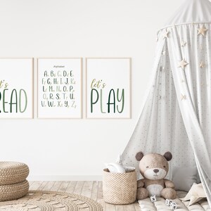 Sage Green Alphabet Prints Set of 3 | Nursery Wall Decor | Printable ...