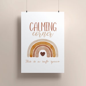Calming Corner Print | Calm Down Zone | Printable Wall Art | Neutral ...