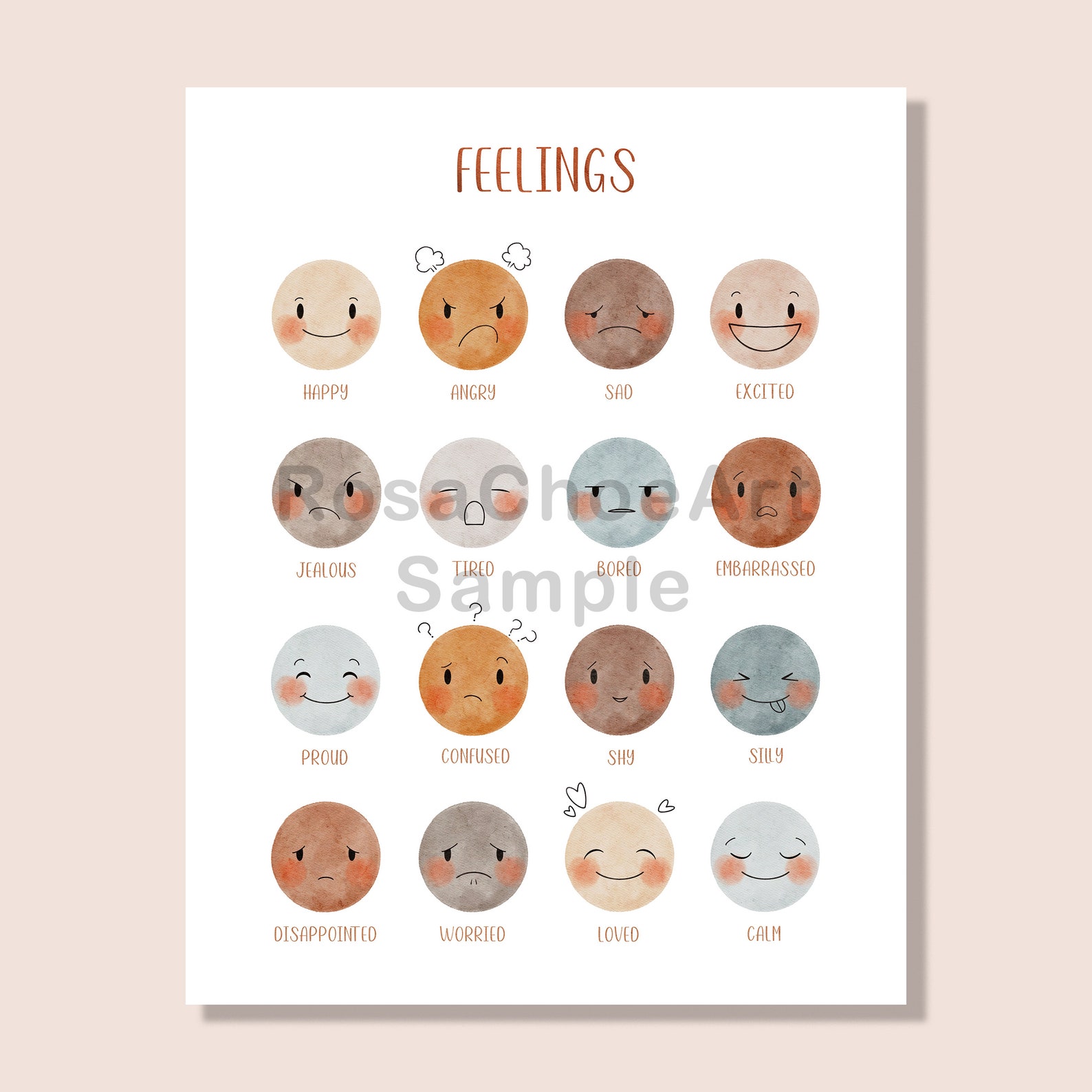 Neutral Feelings Chart Emotions Print Printable Wall Art - Etsy