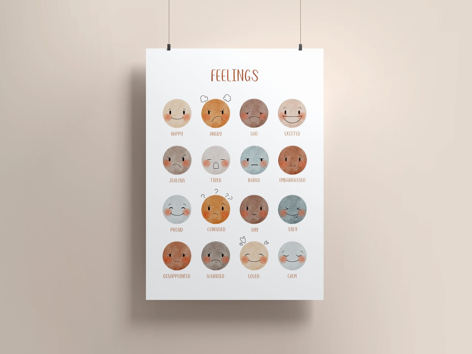 Neutral Feelings Chart Emotions Print Printable Wall Art - Etsy