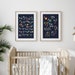 Outer Space Themed Wall Art Set of 2 Educational Print Space Alphabet ...