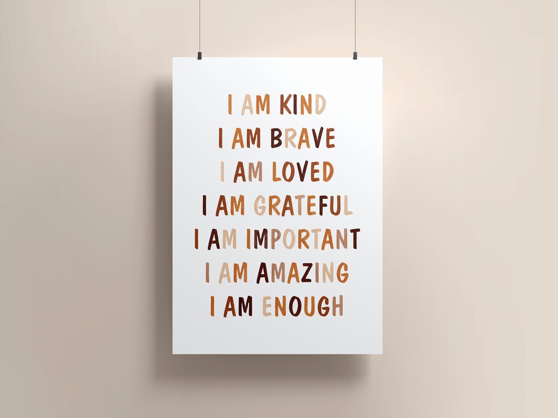 Positive Affirmation Poster for Kids Growth Mindset Wall Art | Etsy