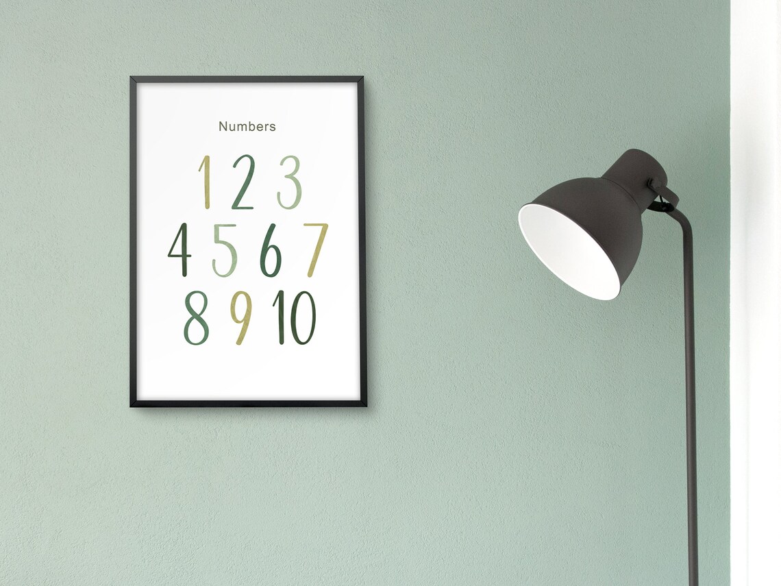 Sage Green Numbers Poster Educational 1-10 Prints - Etsy