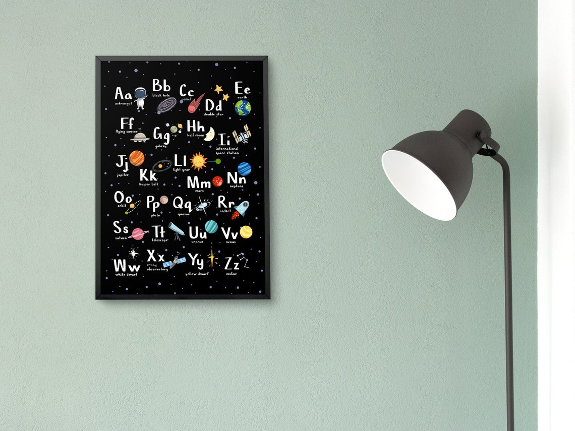 Space Theme Alphabet Poster ABC Printable Wall Art - Etsy