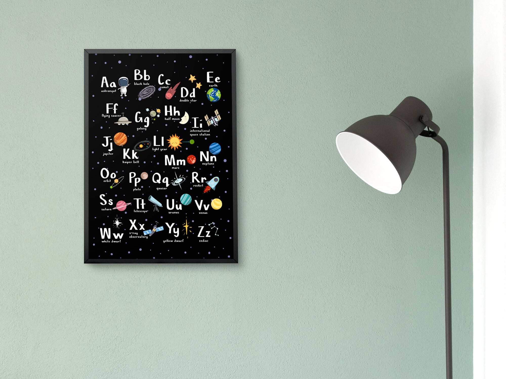 Space Theme Alphabet Poster ABC Printable Wall Art - Etsy