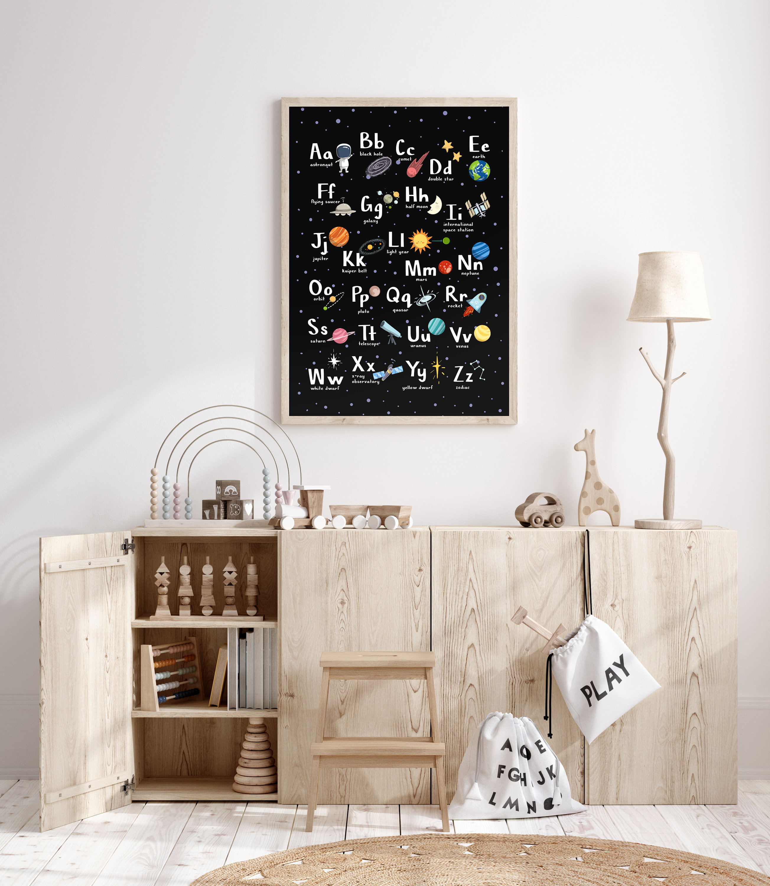 Space Theme Alphabet Poster ABC Printable Wall Art - Etsy