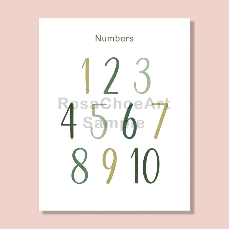 Sage Green Alphabet Poster Set of 2 ABC 1-10 Numbers - Etsy