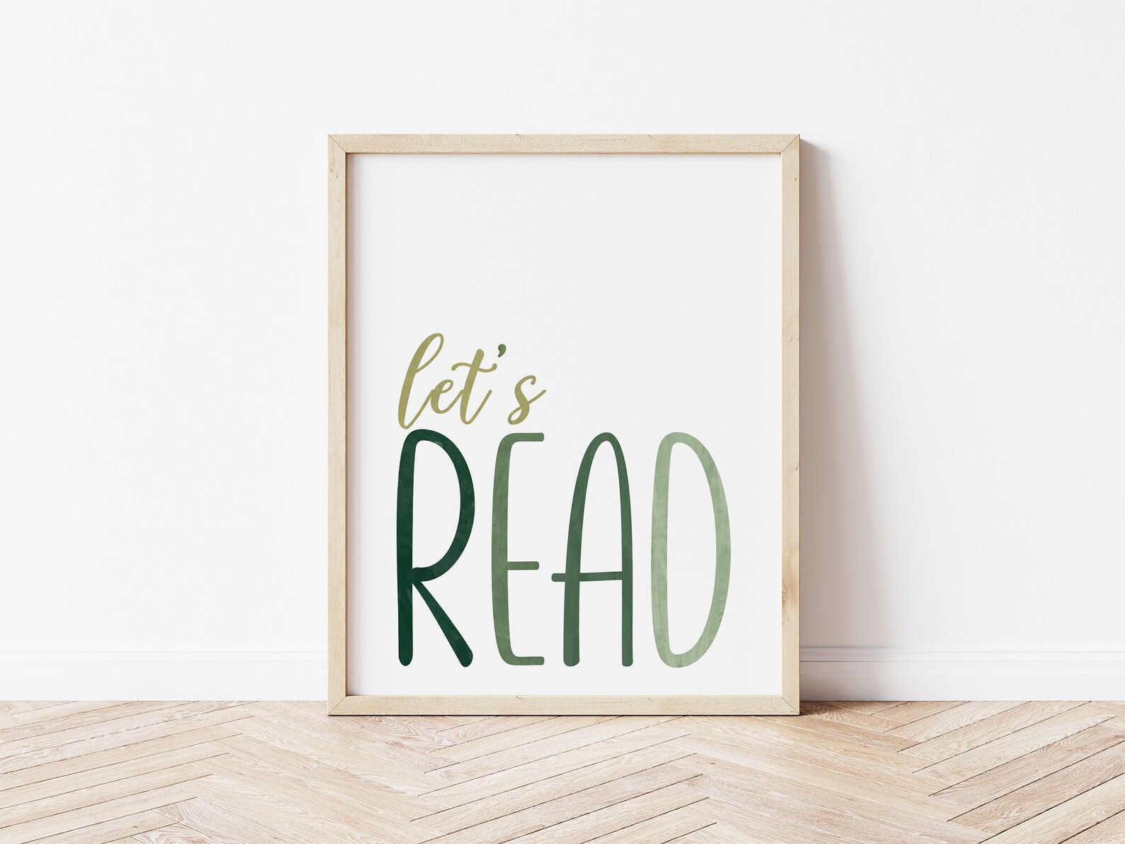 Sage Green Nursery Print Let's Read Poster Instant - Etsy