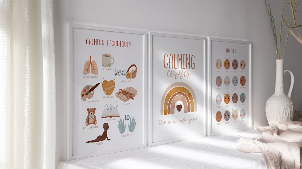 Calming Corner Print Set of 3 Printable Wall Art Calm Down - Etsy