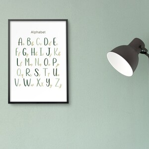 Sage Green Alphabet Poster | ABC Printable Wall Art | Chic Nursery ...