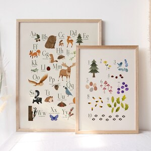 Woodland Alphabet Poster Set of 2 | Animal ABC, 1-10 Number Printable ...