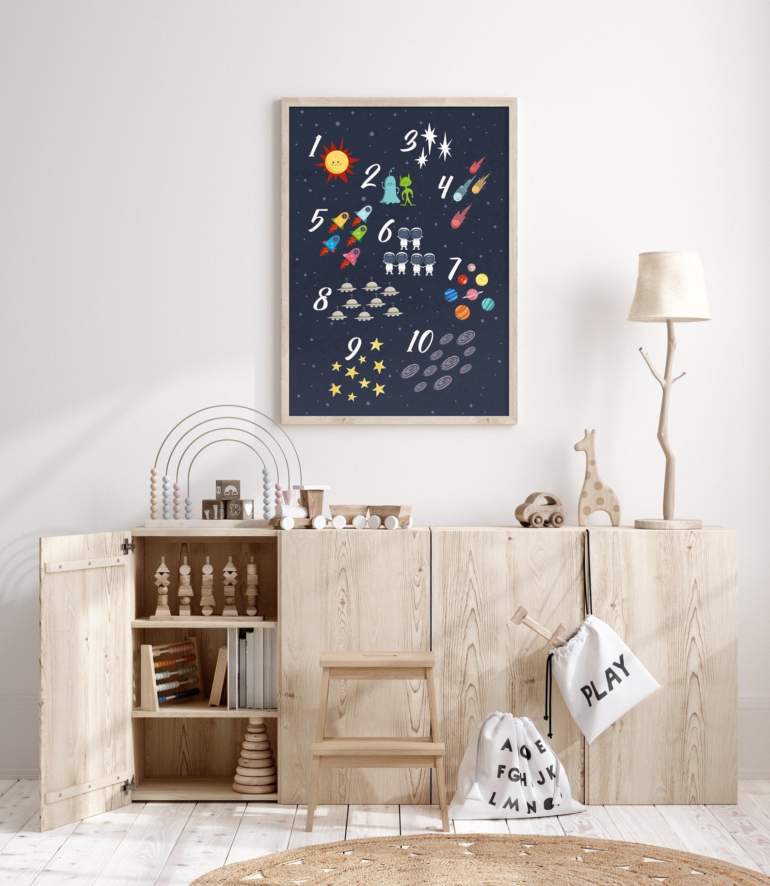 1-10 Numbers Education Printable Wall Art Outer Space Nursery - Etsy