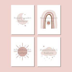 Boho Rainbow Set of 4 | Neutral Nursery Decor | Printable Wall Art ...
