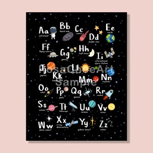 Space Theme Alphabet Poster | ABC Printable Wall Art | Educational ...